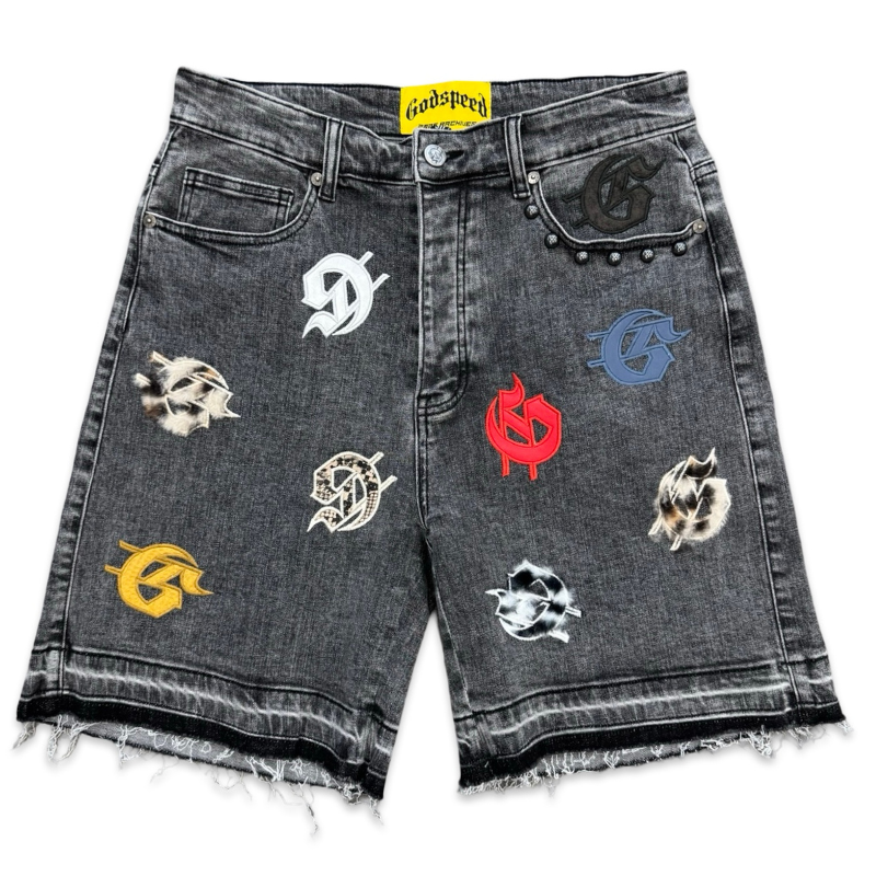 Godspeed Infinity Denim Shorts Grey Multi Color – Sole By Style